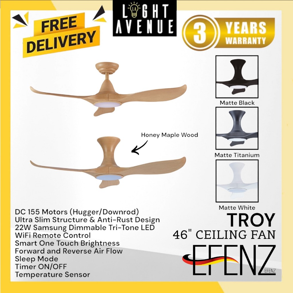 [Wifi] EFENZ Premium DC Ceiling Fan Troy 463 With 22W Dimmable Samsung ...