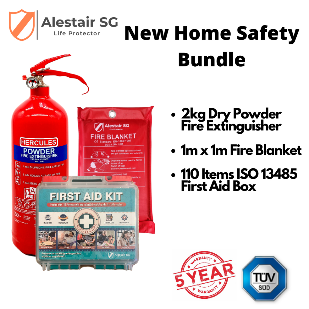 New Home Fire Extinguisher, First Aid Box & Fire Blanket Bundle ...