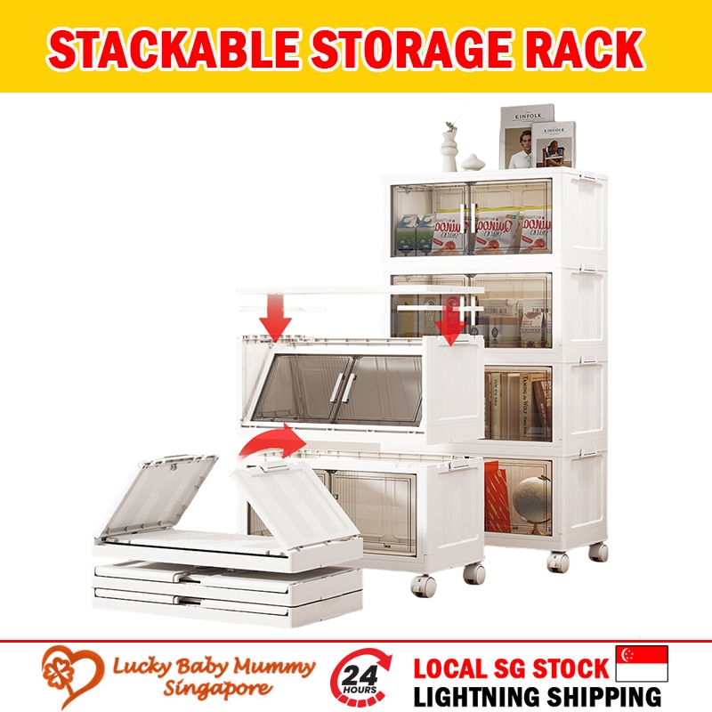 One-Piece Stackable Folding Cabinet / Foldable Storage Cabinet / Double ...