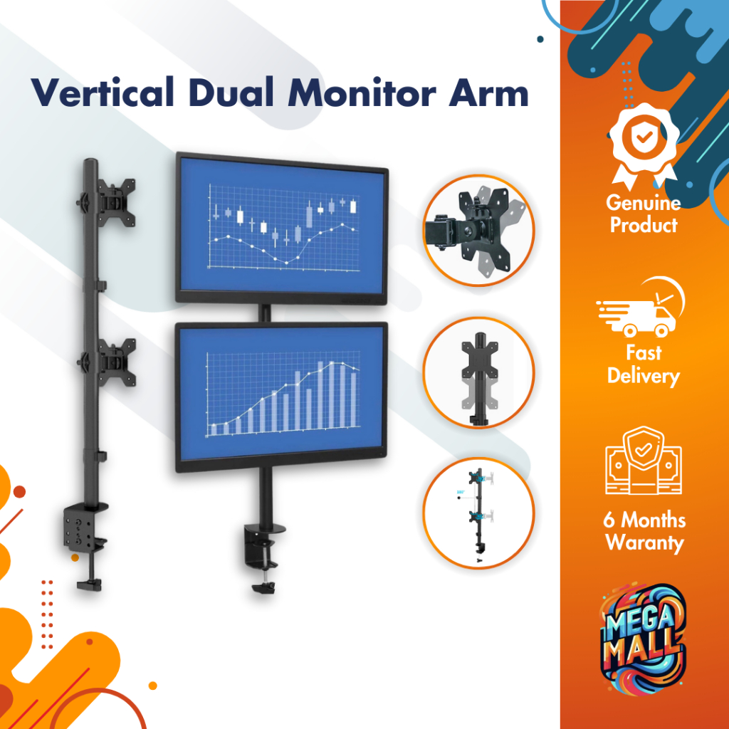 Adjustable Dual Monitor Stand - Vertical Up Down Stacking for LCD/LED ...