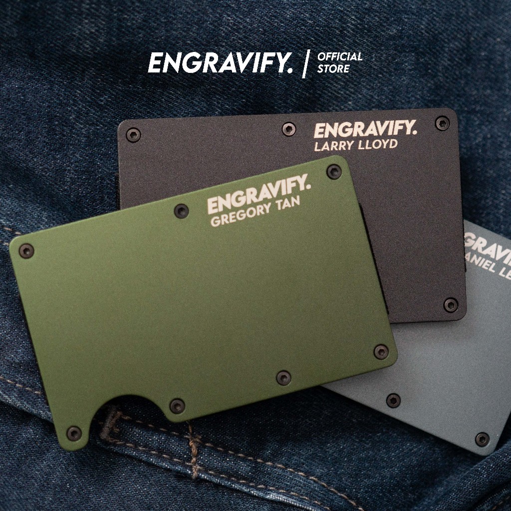 ENGRAVIFY Custom Name Minimalist Slim Men Wallet - RFID Wallet Name ...