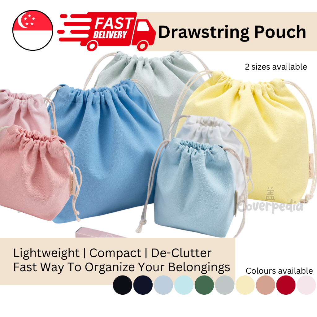 [SG] Cotton Linen Drawstring Canvas Pouch Organizer Gift Store ...