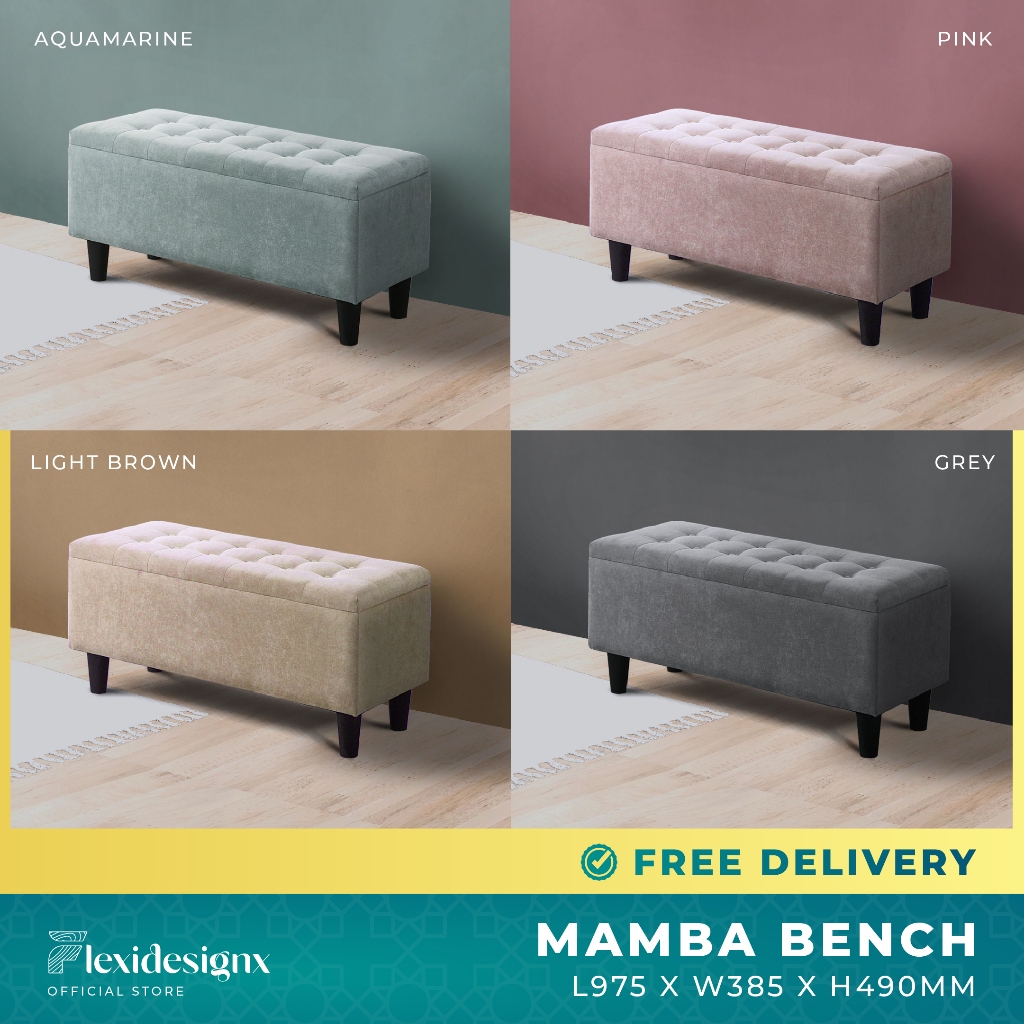 Flexidesignx Storage Bench – 2 Seater Ottoman for Bedroom/Dining – Grey / Light Brown MAMBA ...