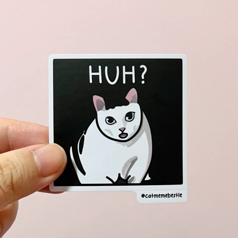 (SG) Corporate Humor Cat Meme Sticker Huh #2 Waterproof Vinyl Sticker ...
