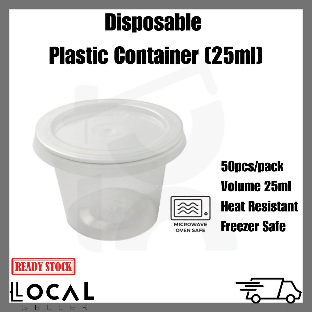 [SG Ready Stock][50Pcs] 25ml Round Disposable Plastic Container | Round ...