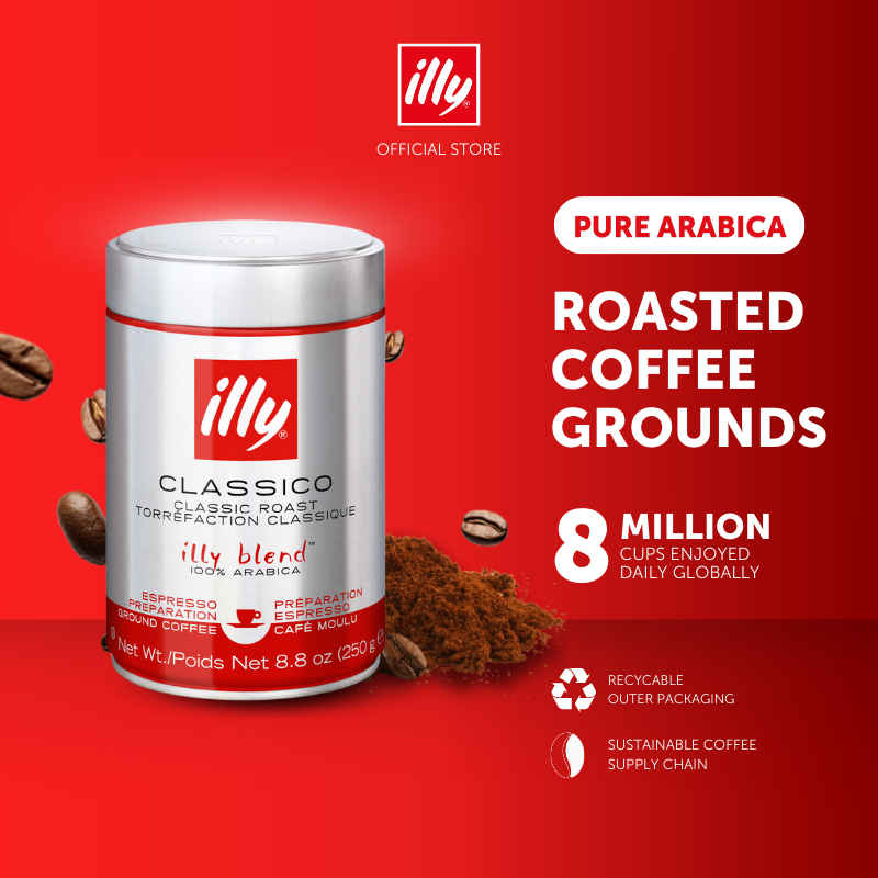 illy Ground Coffee - Medium Roast/Decaffeinated Medium/Intenso Dark/Moka Medium (125g) / (250g ...