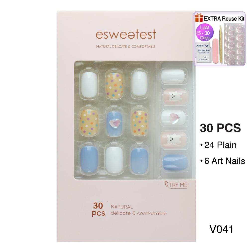 JOYME Press-on Nails 30pc Short Long Magic Press Fake Nail Stick on ...