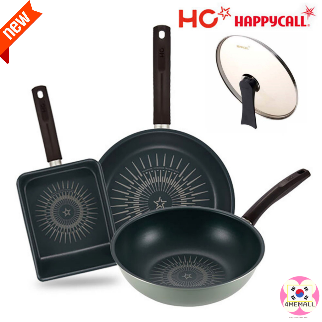 [ HC HAPPYCALL ] Verdant Titanium IH Frying Pan Wok Egg Pan Egg Roll Pan Glass Lid 28cm Non ...