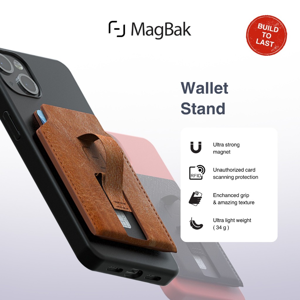 Magbak Genuine Leather Phone Wallet |Efficient Cards Access compartments with Ring holder l ...
