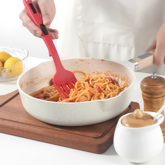 EZCOOK Silicone Cooking Fork Noodle Fork Pasta Scoop Spaghetti Spoon ...