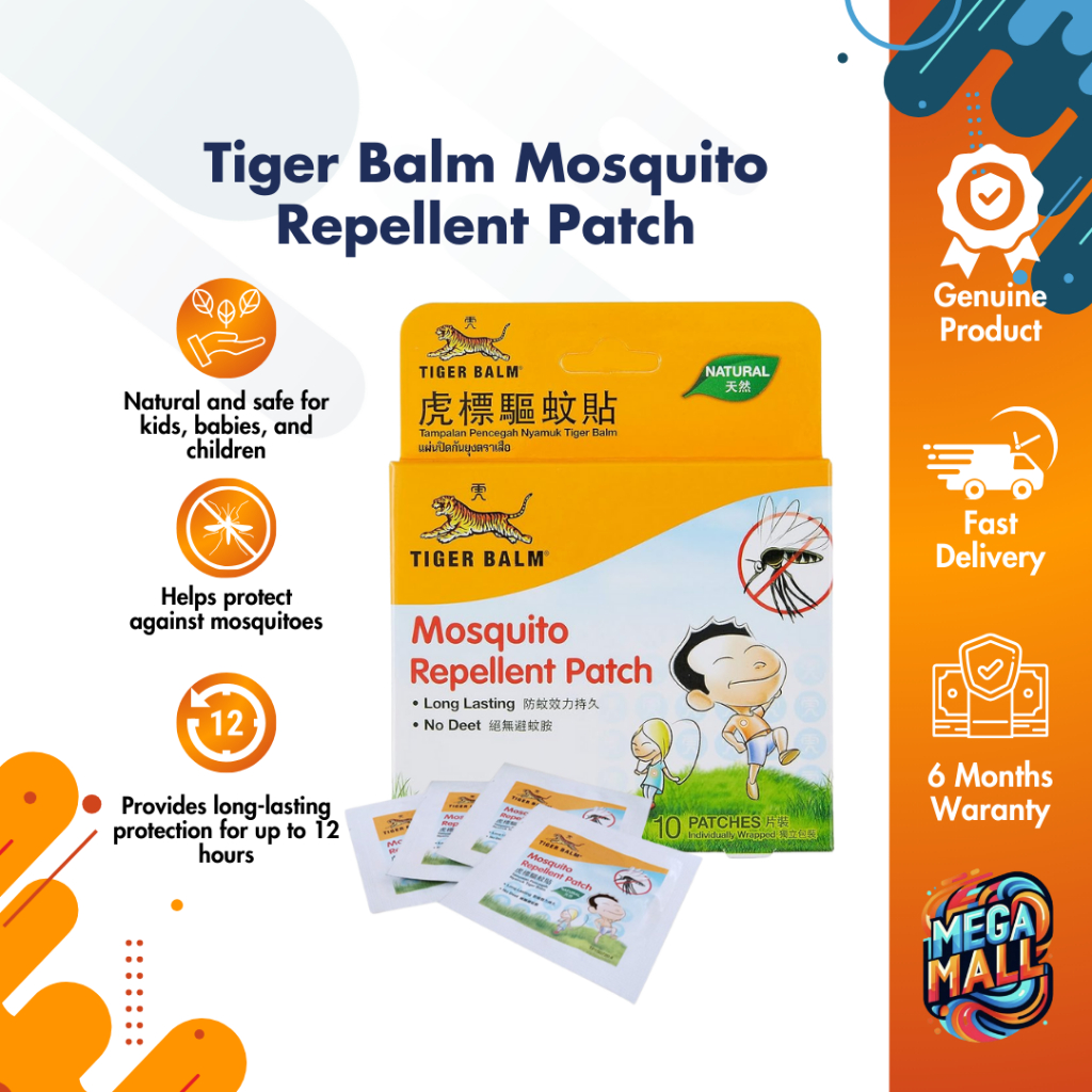 Tiger Balm Mosquito Repellent Patch - Long Lasting Essential Oil for ...