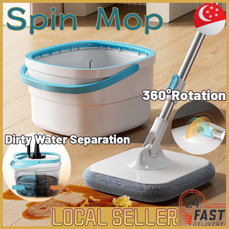 [SG In Stock]Mop And Bucket Spin Mop Floor Cleaning 360 Bucket Spinning ...