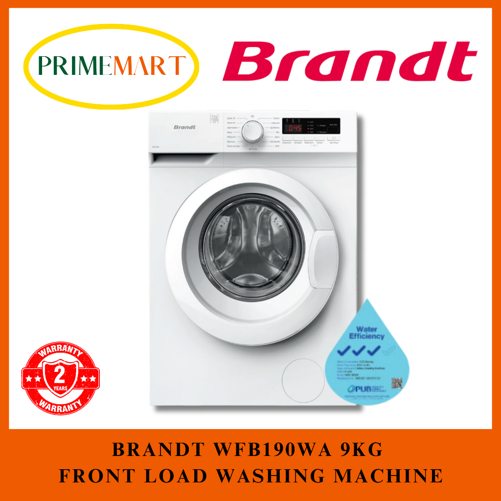 BRANDT WFB190WA 9KG FRONT LOAD WASHING MACHINE + 2 YEARS WARRANTY ...