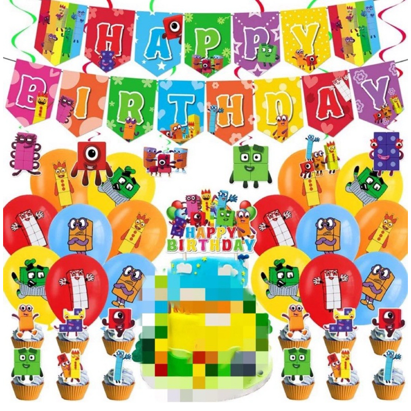 [Ready Stock] lAnimated Numberblocks theme kids Happy birthday party ...