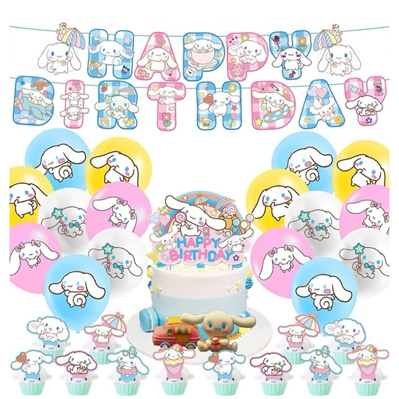[LIL BUBBA] CINNAMOROLL BIRTHDAY PARTY CAKE TOPPER TABLE COVER BALOON ...