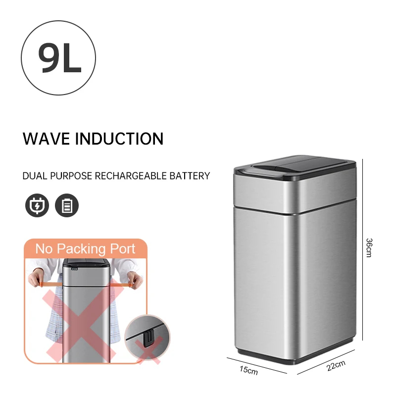 Smart Dustbin Kitchen Rubbish Bin Large Trash Bin Stainless Steel ...