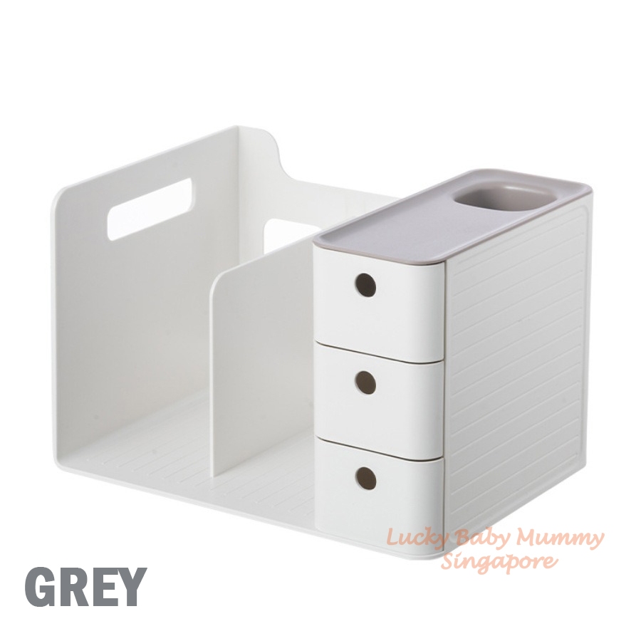 One Piece Desktop Storage Box Bookend with Drawer Compartment Desk ...