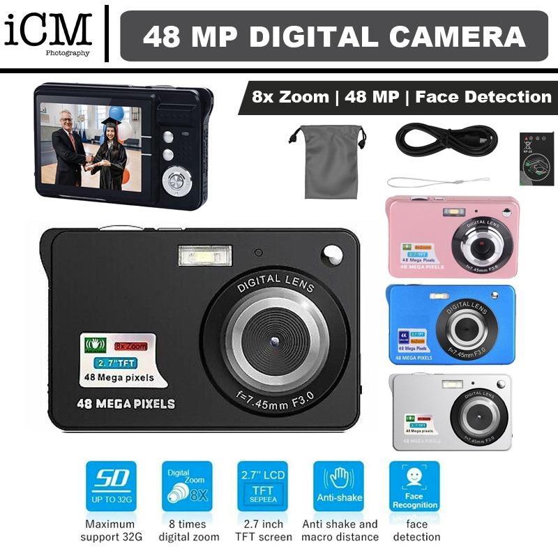 48 Megapixel Compact Digital Camera, 2.7 inch TFT LCD 8x Zoom | Shopee ...