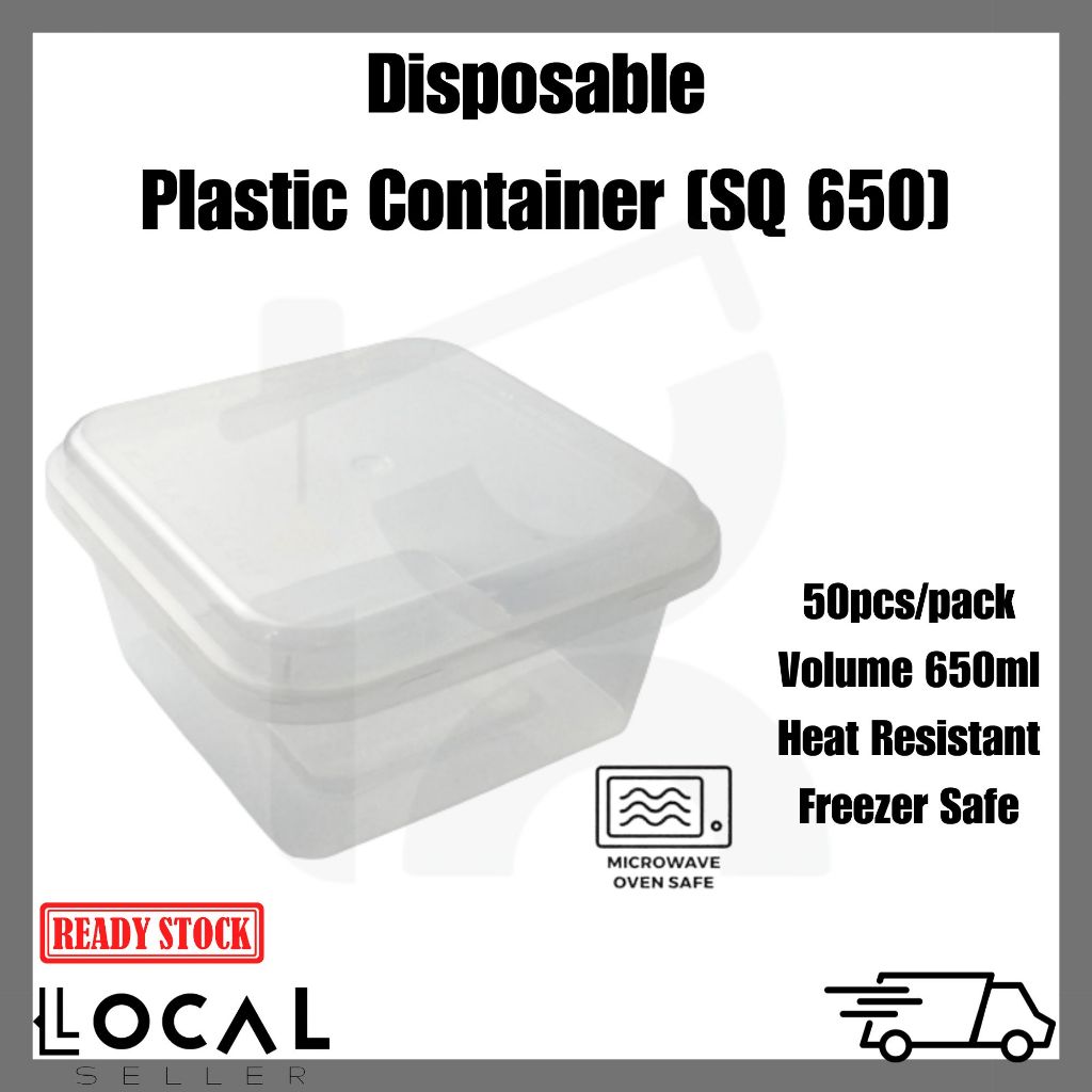 [SG Ready Stock][50Pcs] 650ml Square Disposable Plastic Container ...