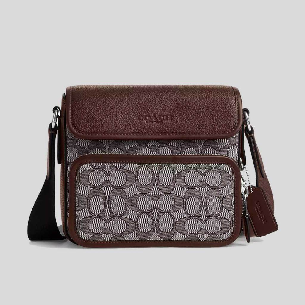 COACH Sullivan Flap Crossbody Bag In Signature Jacquard Oak/Maple CT834 ...