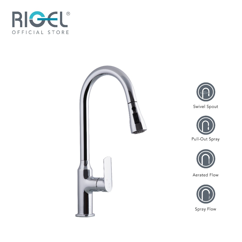 RIGEL Chrome Kitchen Pull-out Faucet Mixer Tap MXK722101P | Shopee ...