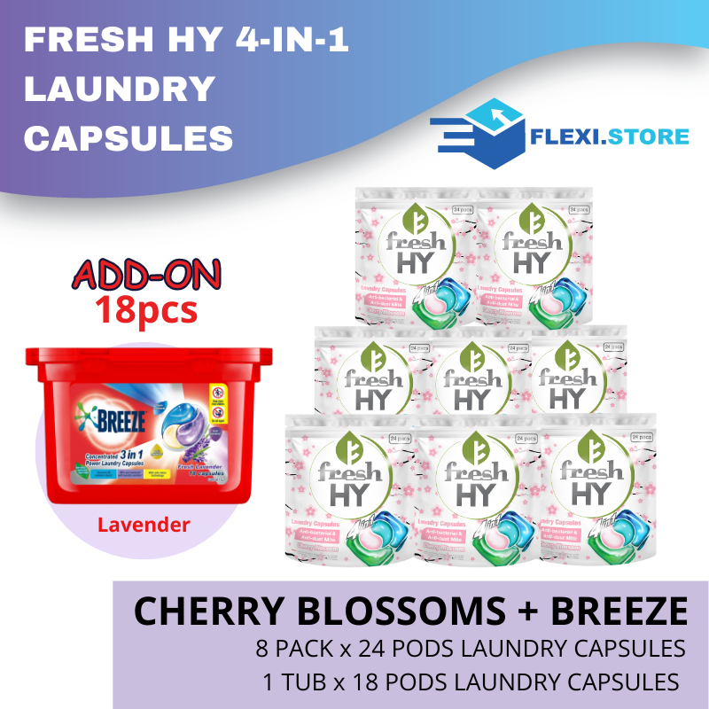 Fresh HY 4-in-1 Laundry Capsules 24pcs x 8 Refill Packs | Shopee Singapore