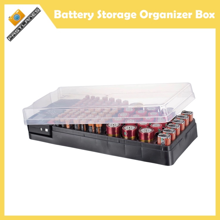 Battery Storage Organizer Box With Battery Tester For AA, AAA, C, D, 9V ...