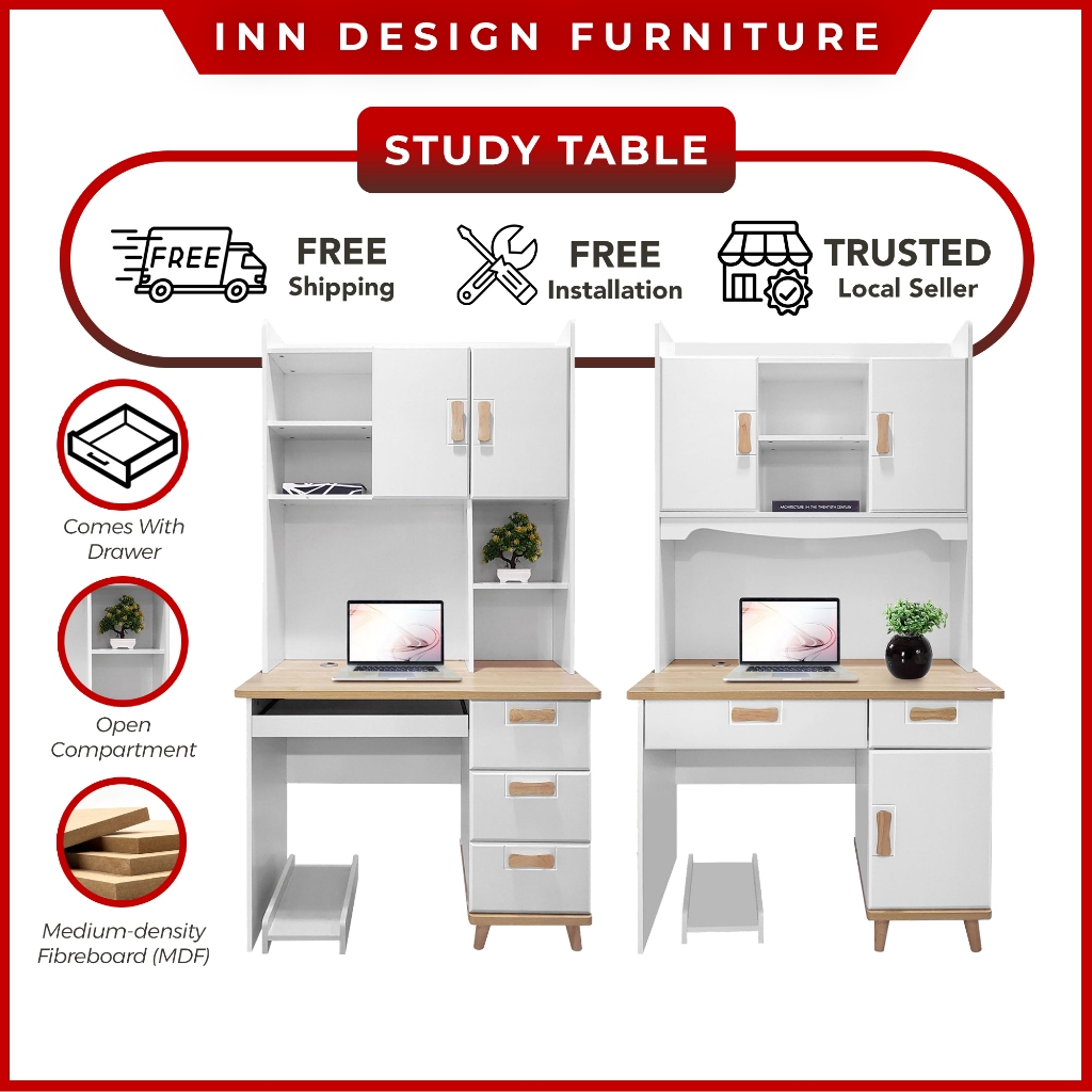 INNDESIGN YIGIT STUDY TABLE / STUDY DESK WITH CPU RACK / COMPUTER TABLE | Shopee Singapore