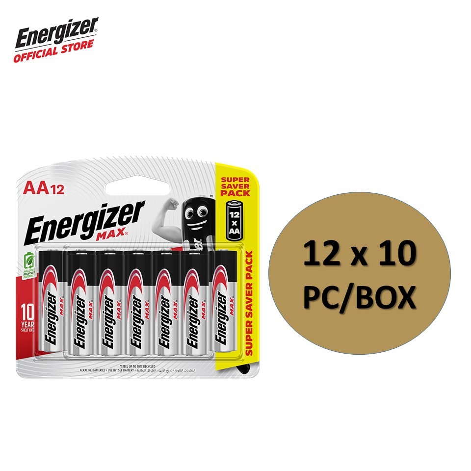 Energizer Max AA Alkaline 12s Batteries (10 cards x 12pack/box ...