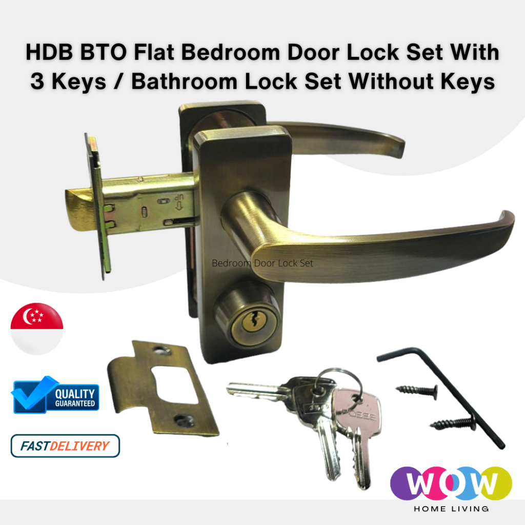 HDB BTO High Quality Bedroom Door Lockset - 3 Keys / Bathroom Lockset ...