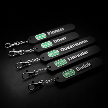 Green Line Stations (EWL) East-West Line MRT Keychains & Magnets ...