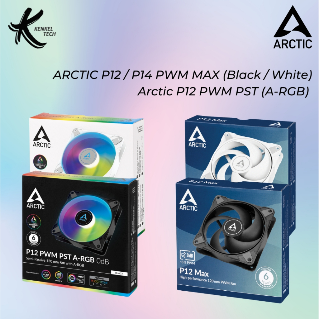 ARCTIC P12 120mm P14 140mm PWM MAX ARGB White Black Quiet Silent Case ...