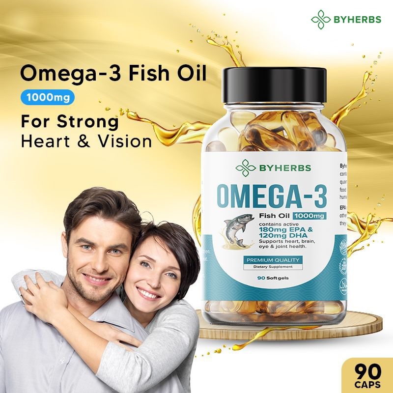 Halal Omega 3 Fish Oil 1000mg | 90 Soft Gels | 180mg EPA + 120mg DHA ...