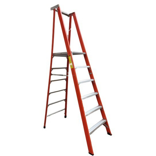[Free delivery] FIBERGLASS PLATFORM STEP LADDER WITH CHAIN GUARD RAIL ...