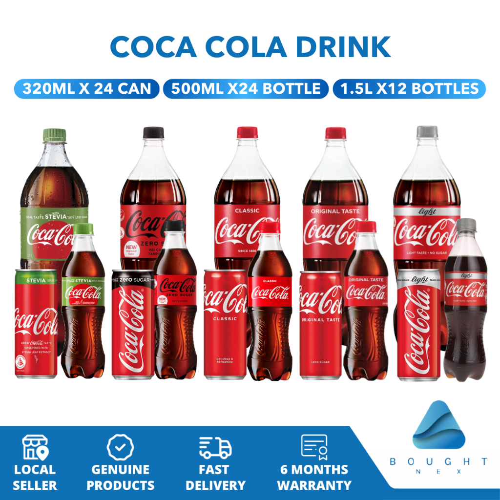 [Bundle of 12/24] Coca-Cola Original Taste Can - Classic, Less Sugar ...