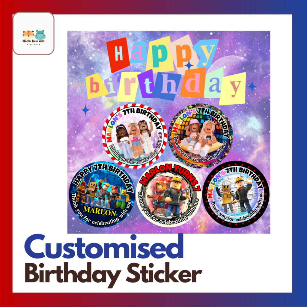 [SG SELLER][👦Kids Love em👧] Customised Roblox Birthday Stickers For ...