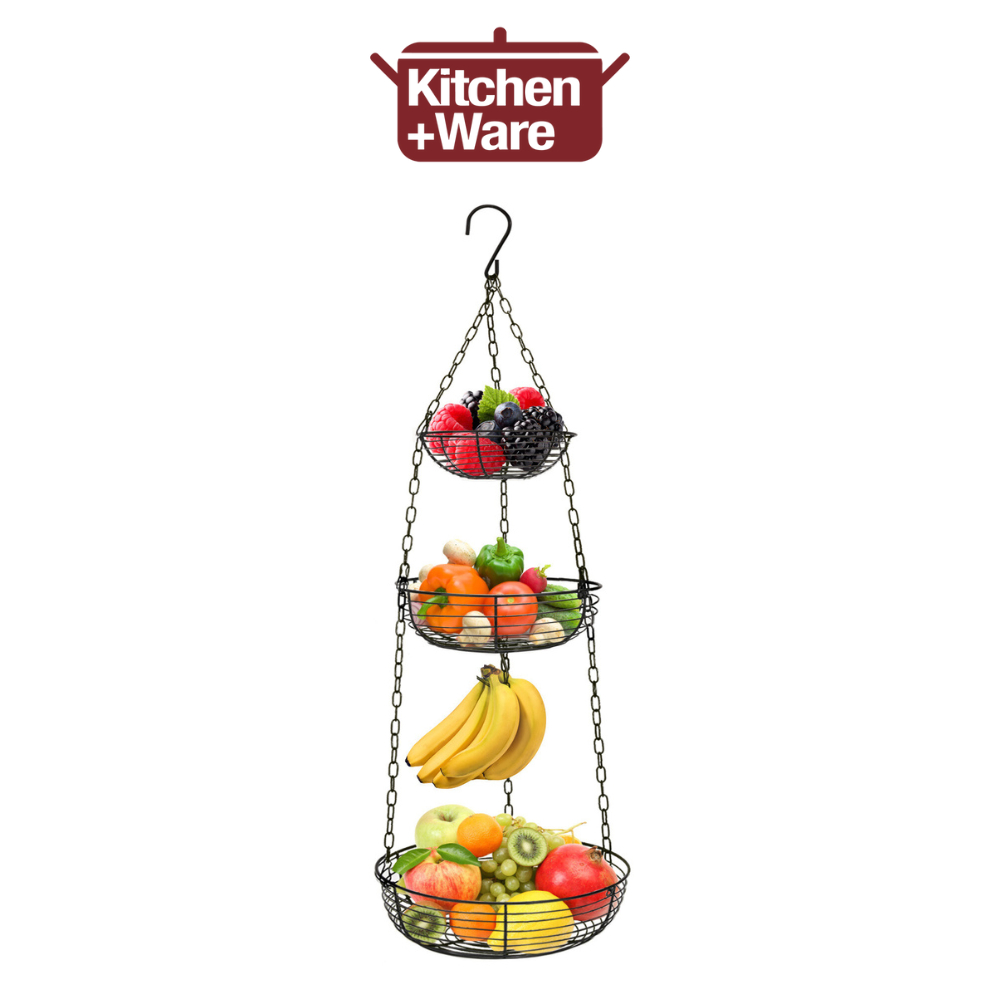 3 Tier Hanging Basket for Fruits and Vegetables / Iron Fruit Basket ...