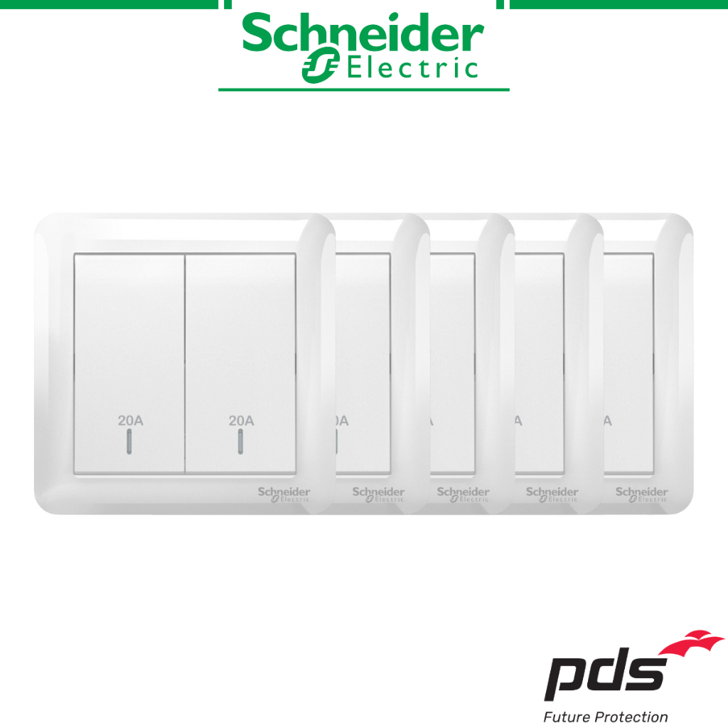 [5 PIECES BUNDLE] Schneider Affle Plus 20A 250V 2 Gang 1 Way Double ...
