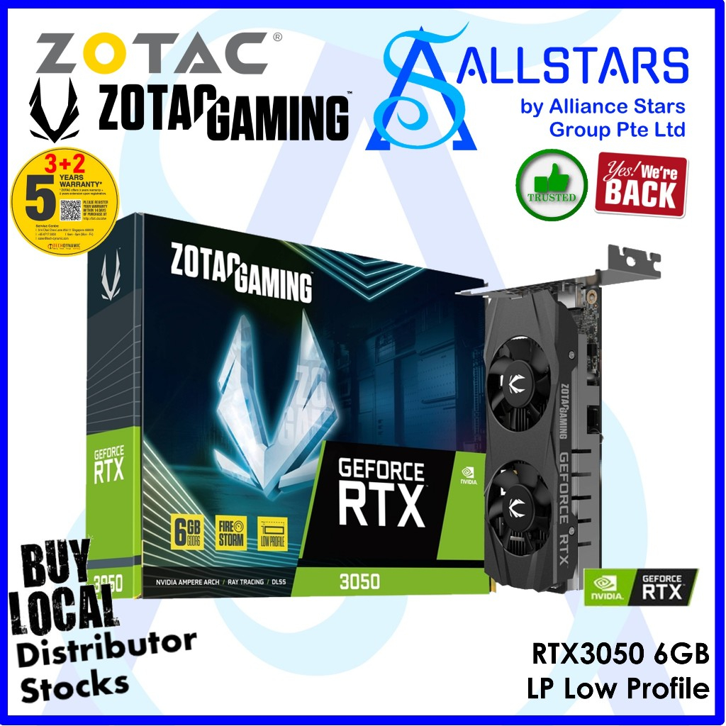 (ALLSTARS) ZOTAC RTX 3050 6GB LP Low Profile PCI-Express Gaming ...