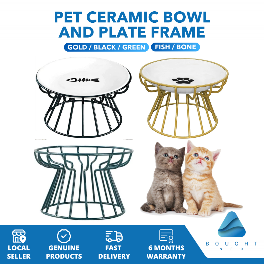 Pet Ceramic Bowl Single Claw Single Fish Bone Plate Frame Gold Black ...