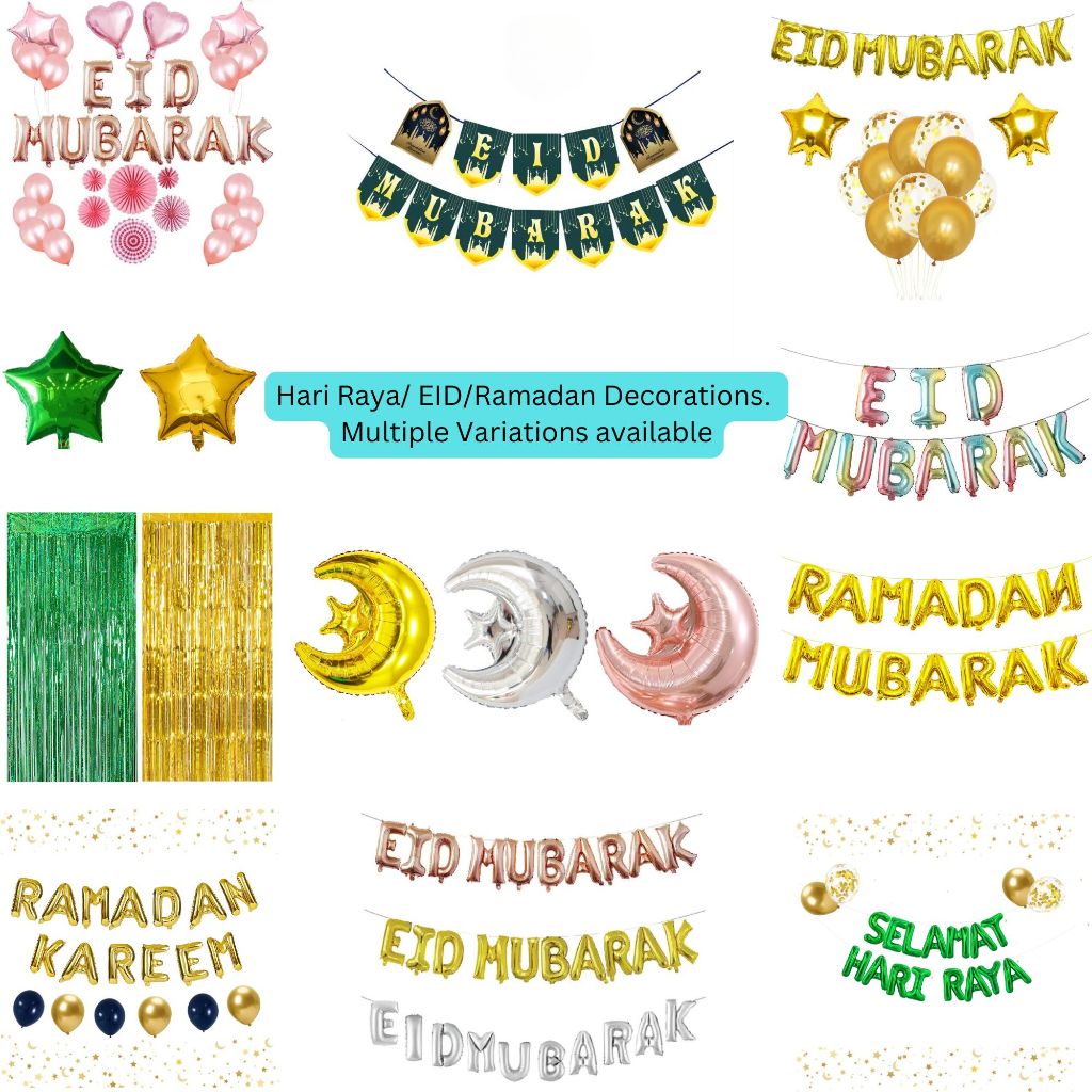 (SG Seller) Eid Mubarak Balloon Decoration, Hari Raya Decoration, Eid ...