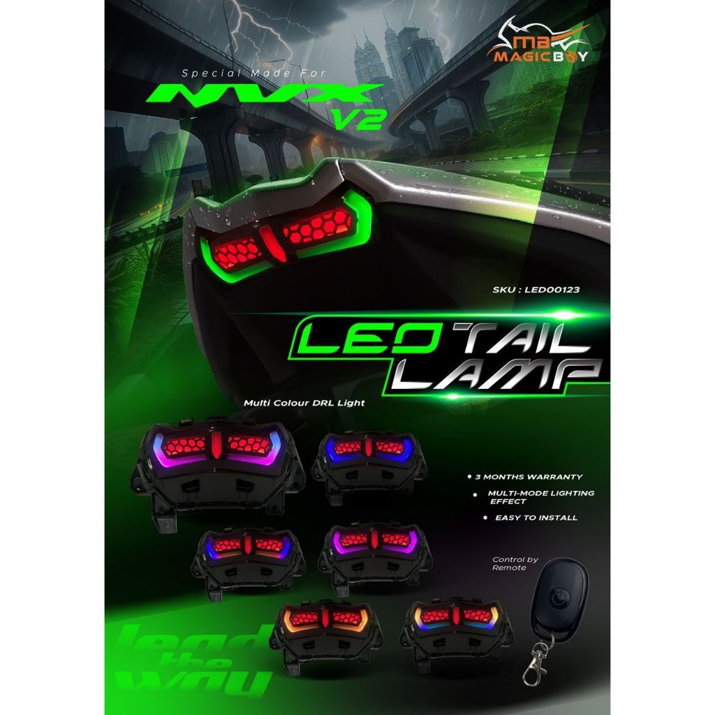MAGIC BOY AEROX155 V2 AEROX V2 LED TAIL LAMP + REMOTE CONTROL TAIL LAMP ...