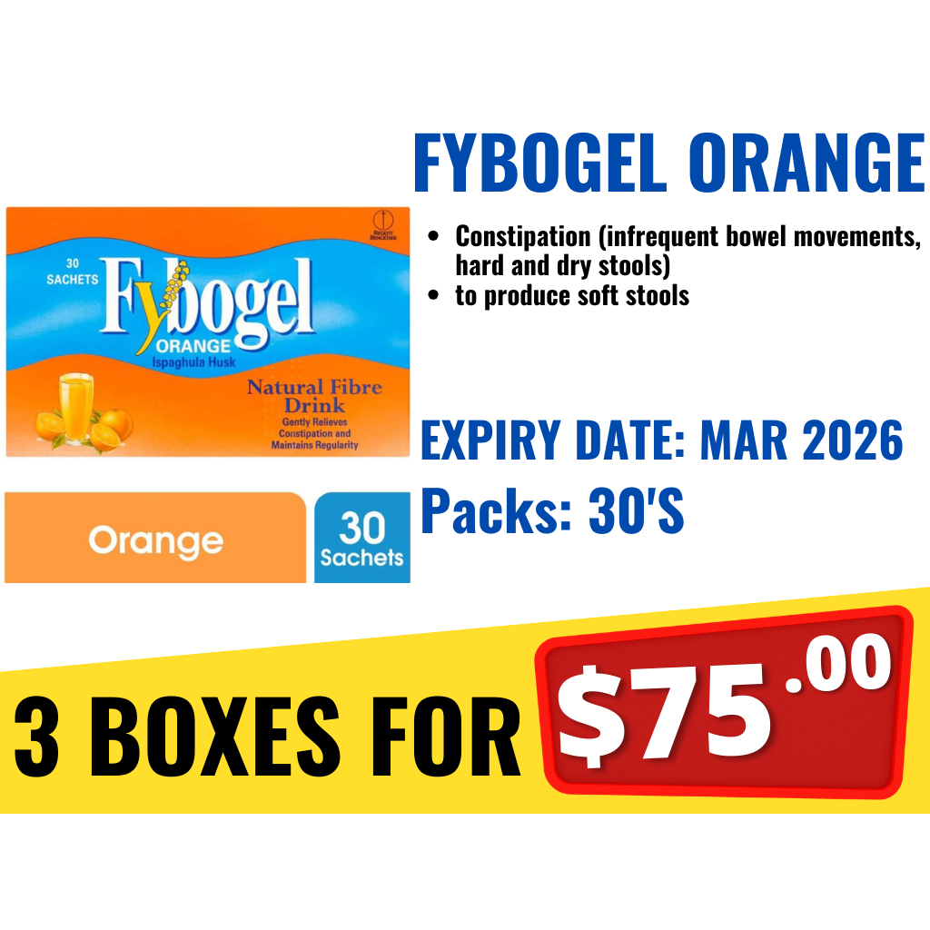 Fybogel Natural Fibre Drink Orange Flavour 30 Sachets Ispaghula Husk ...