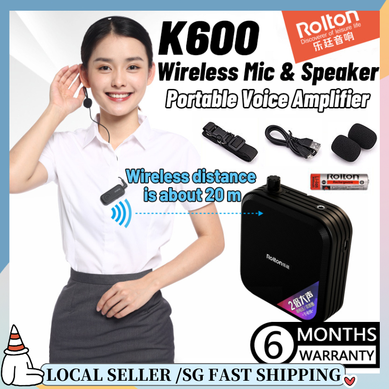 SG HOT Rolton K600 Wireless Mic & Bluetooth Speaker Portable Voice ...