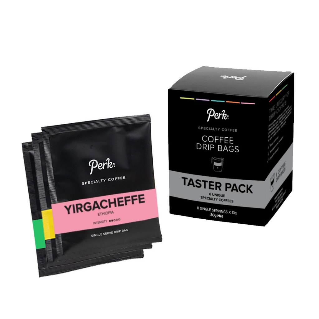 Perk Coffee Taster Pack Drip Bags Coffee Drip Bags Coffee Beverages ...