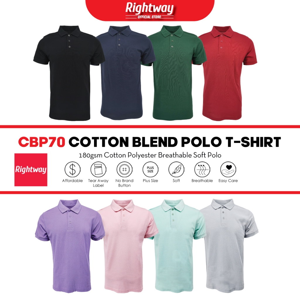RIGHTWAY Cotton Blend Premium Casual Polo CBP70 Unisex 180gsm ...