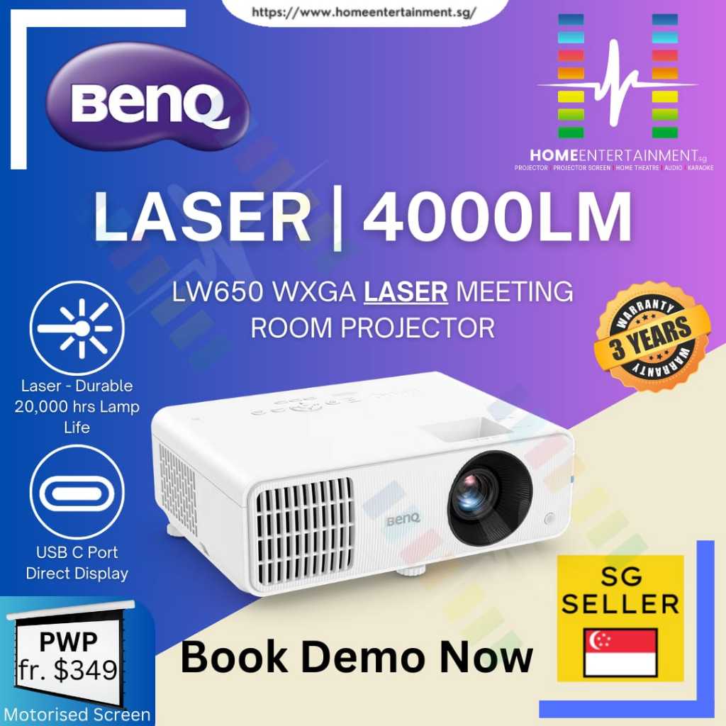 BenQ LW650 [Best Value Laser Projector w 4000 ANSI Lumens] WXGA Laser ...