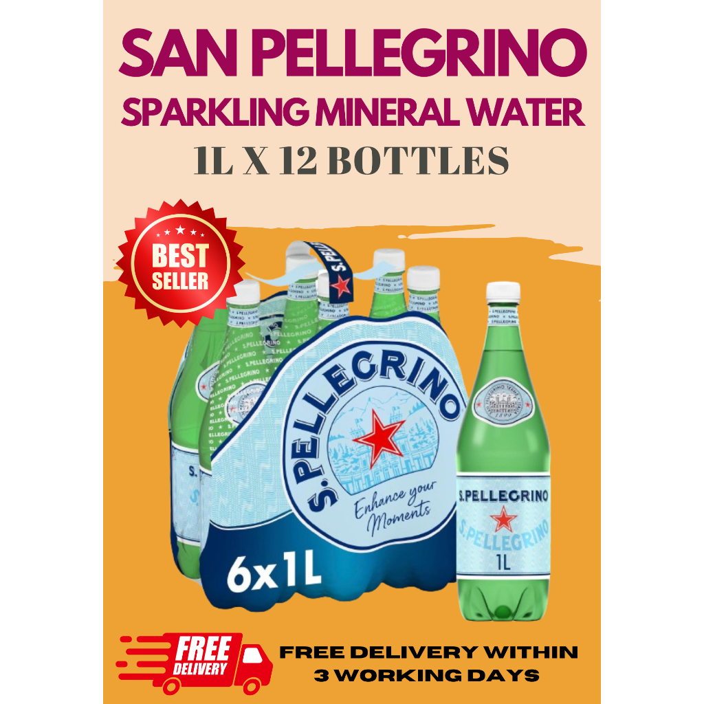 San Pellegrino Sparkling Mineral Water 1l x 12 bottles (PET bottles) Expiry: Jan 2025 | Shopee ...