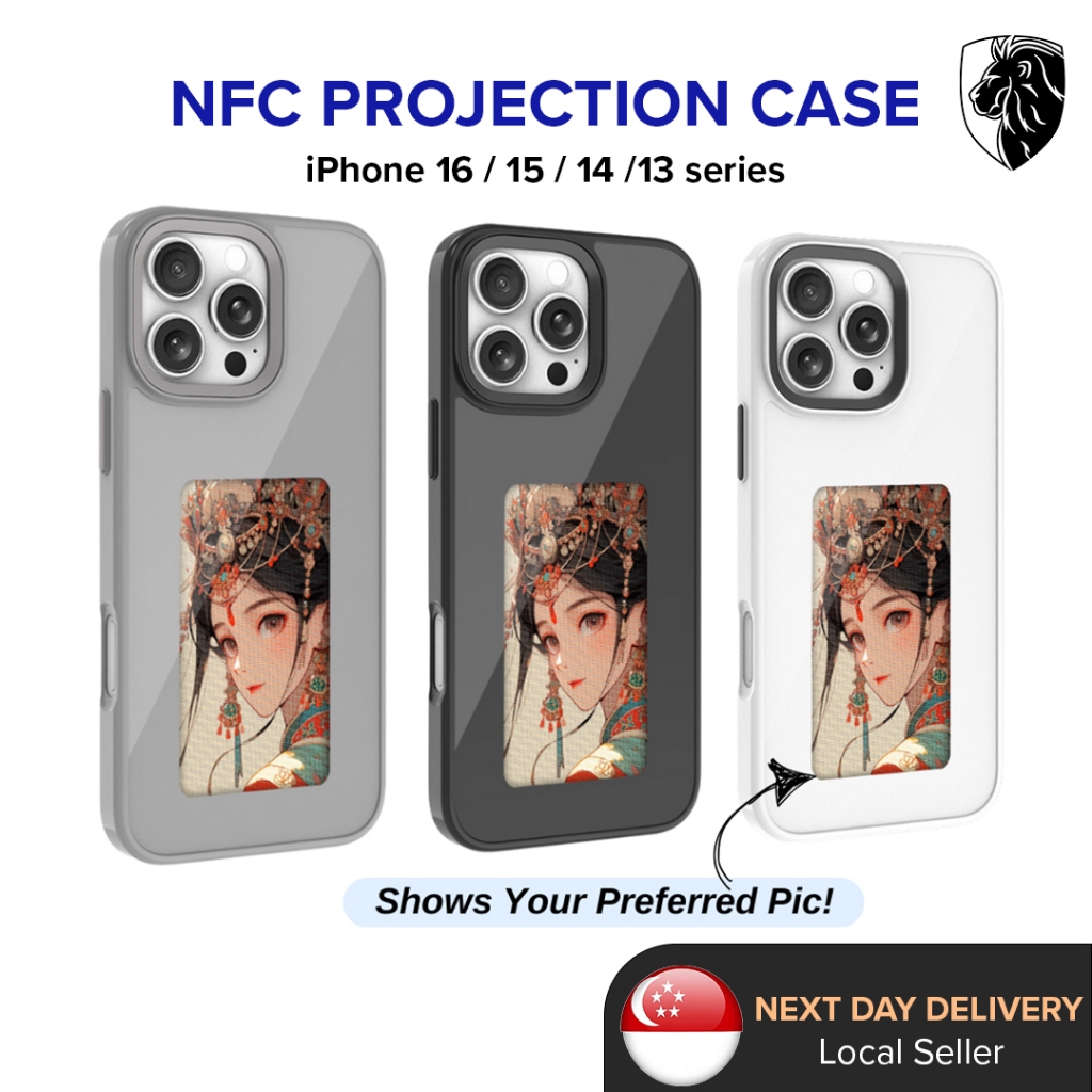 (SG) NFC Projection Case E-Ink Back Screen Personalised Picture Phone ...