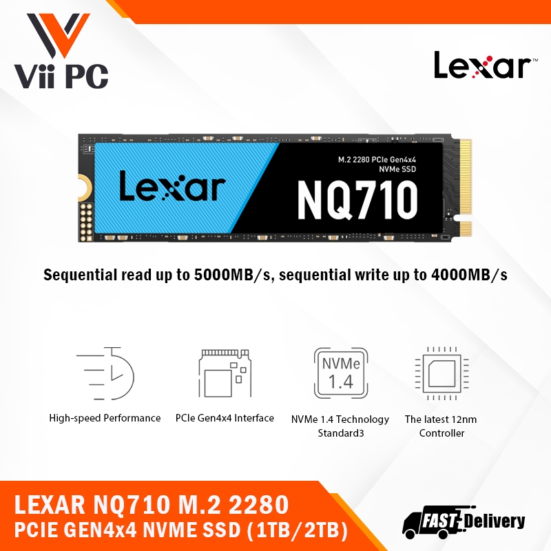 Lexar NQ710 1TB or 2TB SSD, M.2 2280 PCIe Gen4x4 NVMe 1.4, Up to 5000MB ...